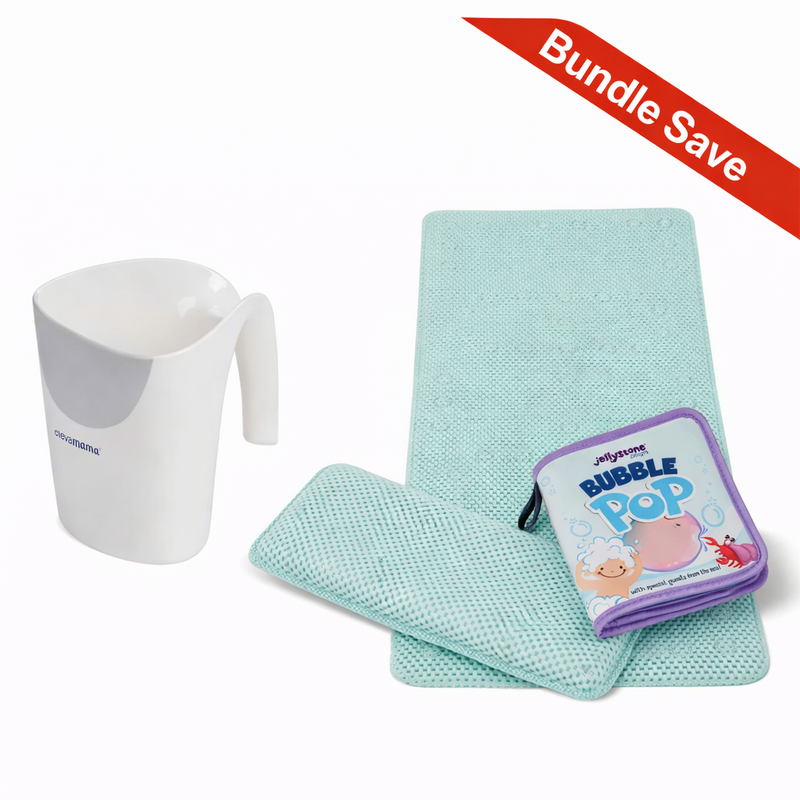 Baby Bath Time Essentials Bundle | Non-Slip Bath Mat Set, Rinse Cup ...